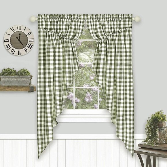Achim Furnishings | Accents | Buffalo Check Farmhouse Gathered Swag ...